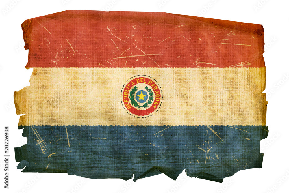 Paraguay Flag old, isolated on white background. Stock Photo | Adobe Stock