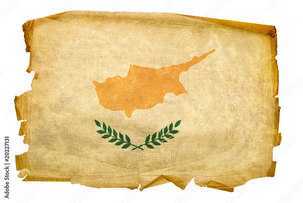Cyprus flag old, isolated on white background. Stock Photo | Adobe Stock