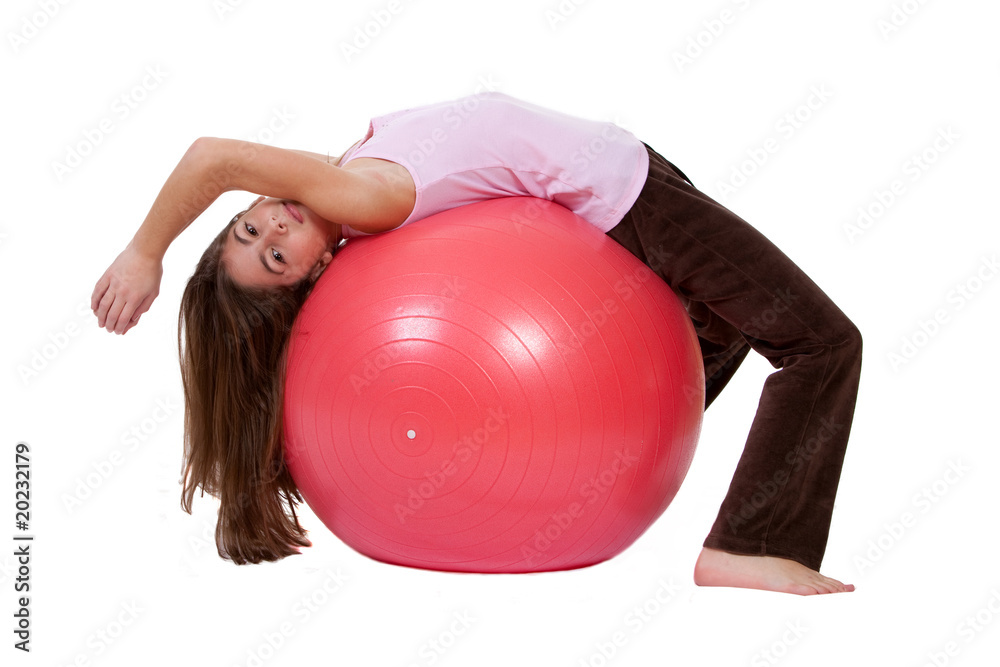 Young Girl On An Exercise Ball, Physically Fit Stock Photo | Adobe Stock