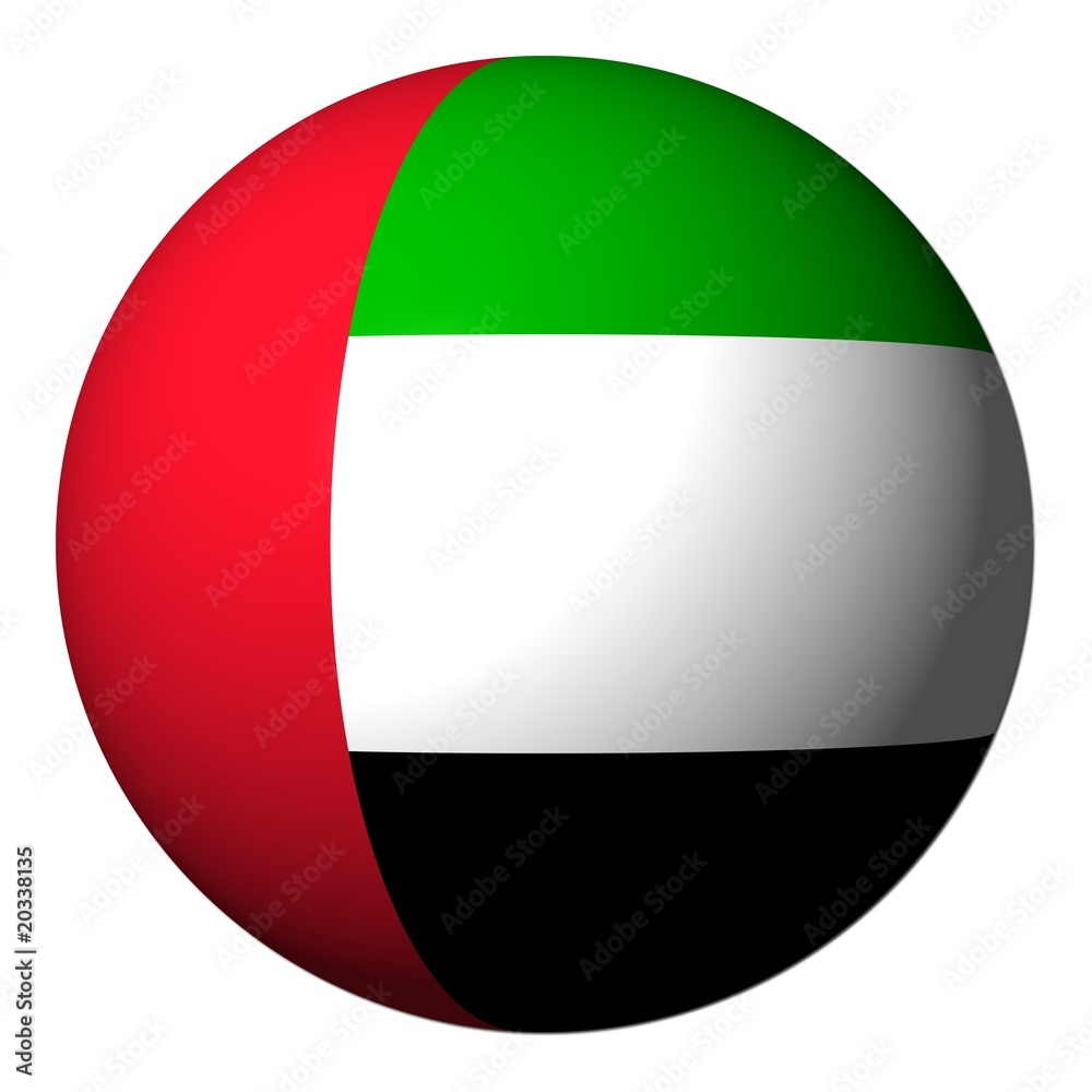 UAE flag sphere isolated on white illustration Stock Illustration ...