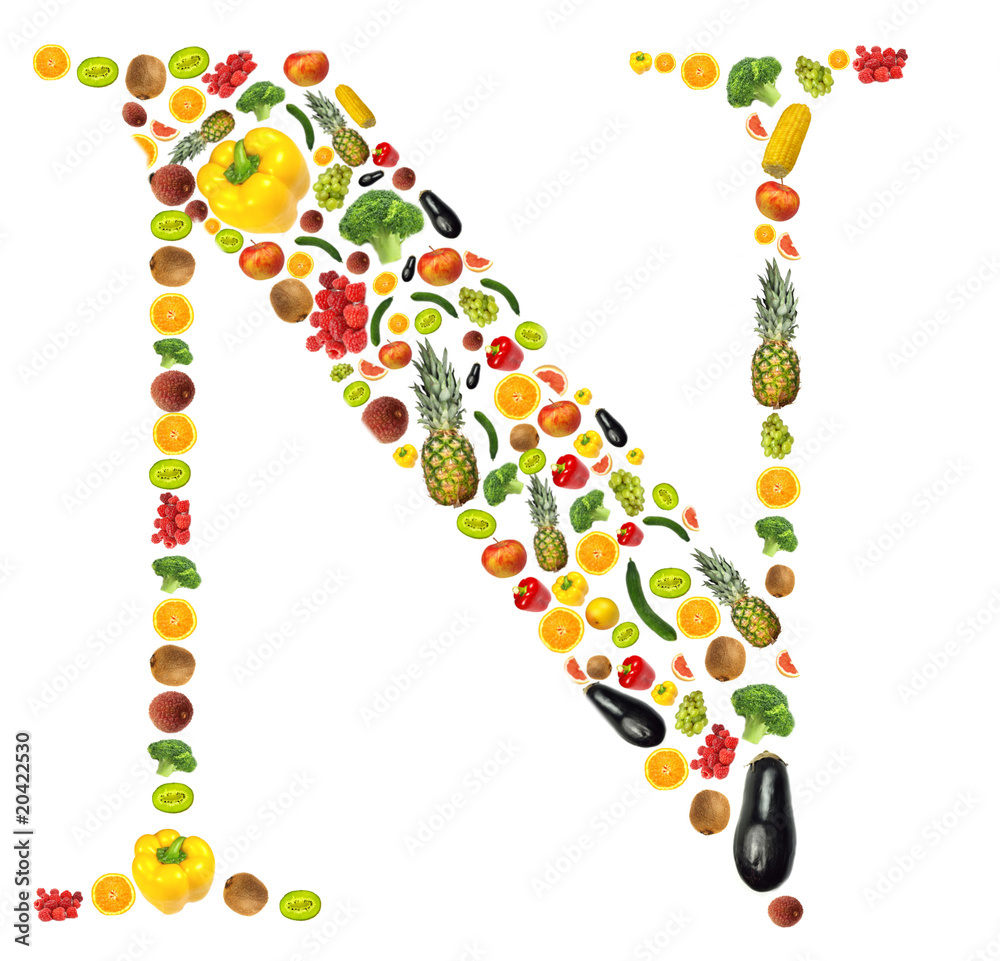 Letter "N" made of fruit and vegetable Stock Photo | Adobe Stock