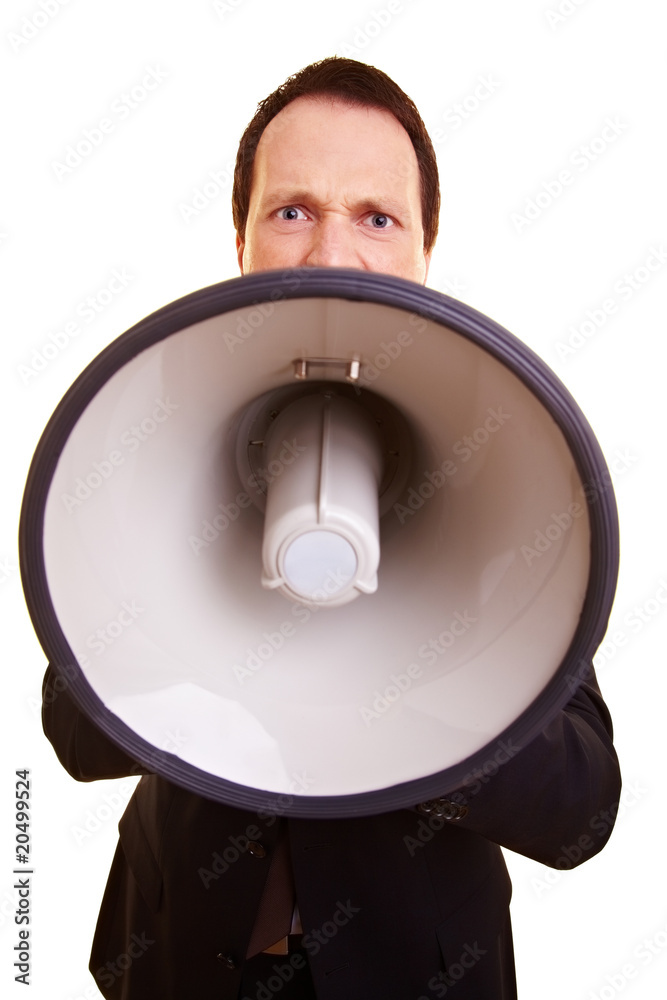 Manager mit Megafon Stock Photo | Adobe Stock