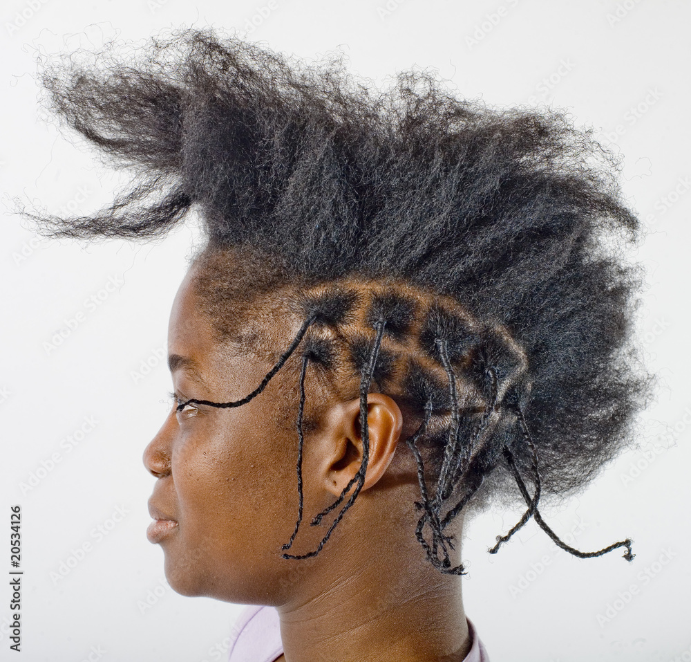 jeune femme aux cheveux crepus en cours de coiffure foto de Stock ...