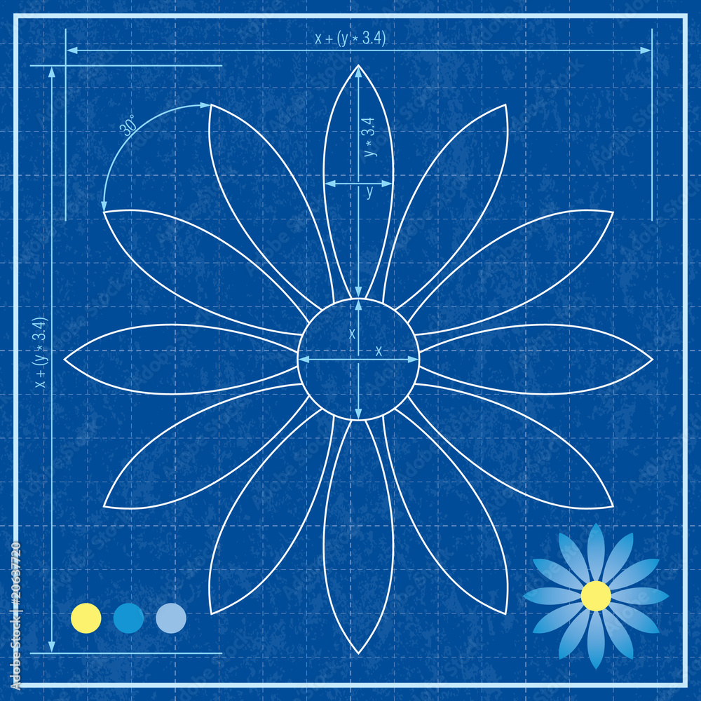 Blueprint of a flower Stock Vector | Adobe Stock
