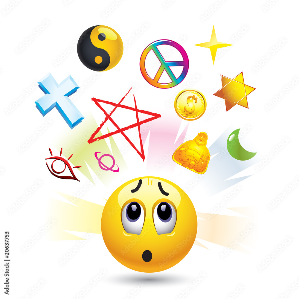 Smiley ball with symbols of religion Stock Vector | Adobe Stock