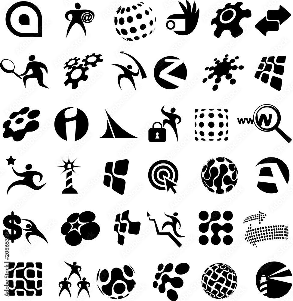 Collection of black and white icons and logos Stock Vector | Adobe Stock