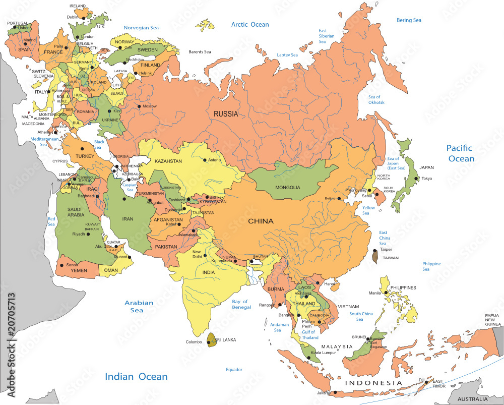 Political map of Eurasia Stock Vector | Adobe Stock