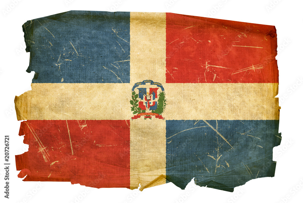 Dominican Republic Flag old, isolated on white background. Stock Photo ...