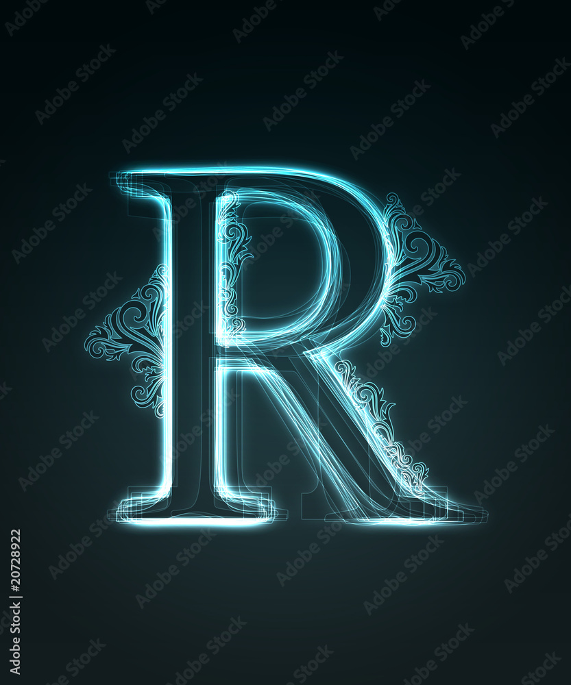 Glowing font. Shiny letter R. Stock Illustration | Adobe Stock