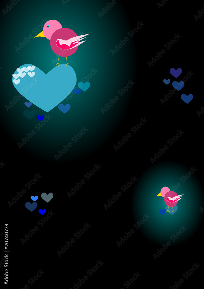 pollitos posados en corazones Stock Vector | Adobe Stock