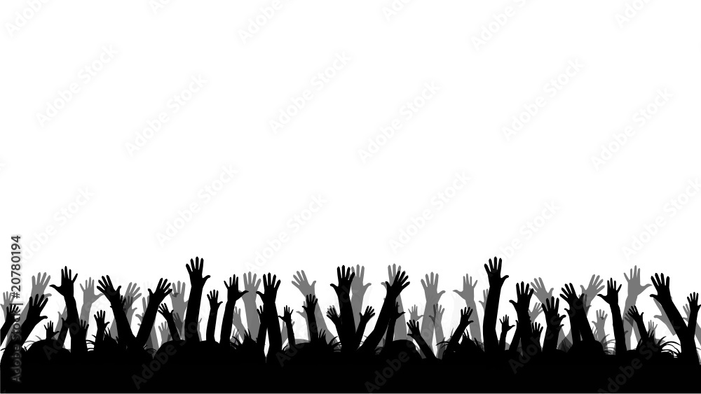 people with hands up vector de Stock | Adobe Stock