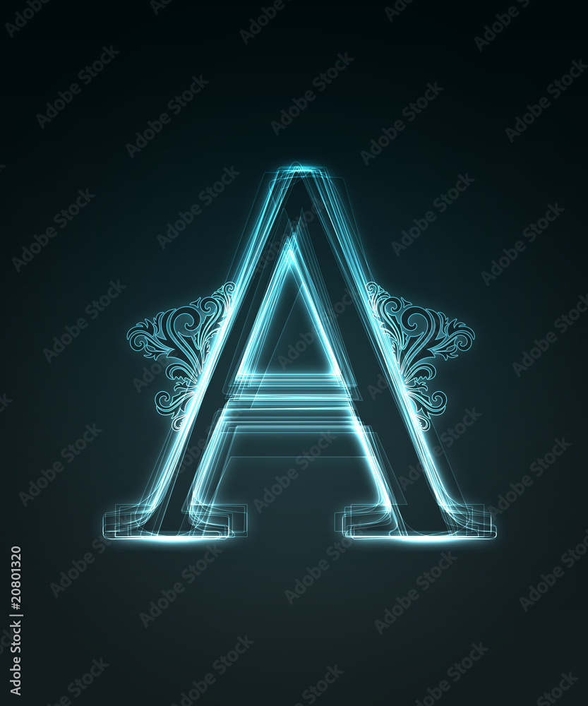 Glowing font. Shiny letter A Stock Illustration | Adobe Stock