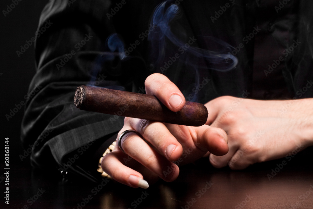 Hand holding cigar Stock Photo | Adobe Stock