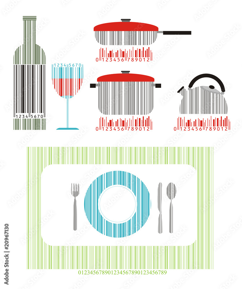 kitchen elements as stylized barcodes Stock Vector | Adobe Stock