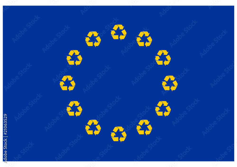 European Union flag with recycle symbols instead of stars Stock Vector ...