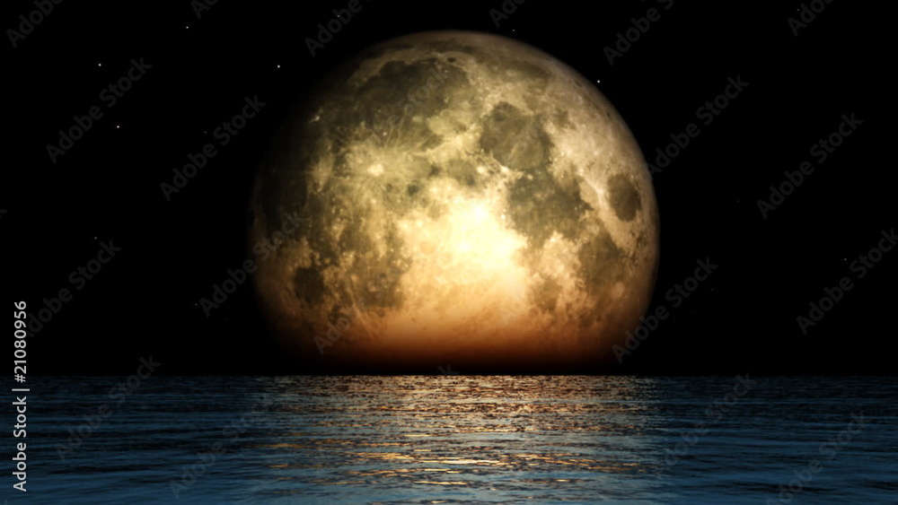 Ocean and moon phases with twinkling stars Stock Video | Adobe Stock