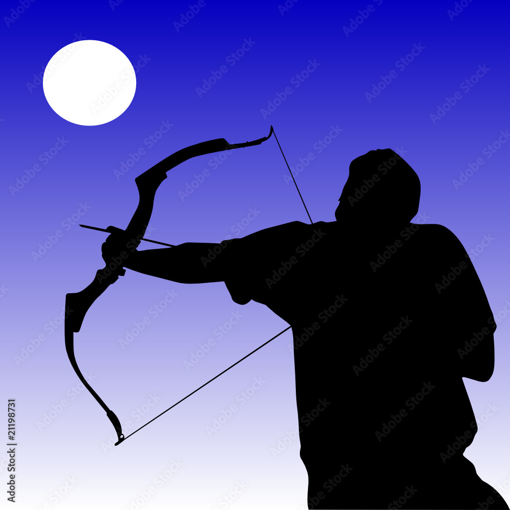 silhouette of man with bow and arrow Stock Vector | Adobe Stock