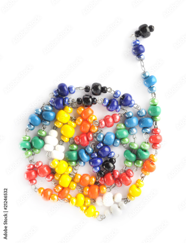 string fo colored glass beads. Isolated comosition. Stock Photo | Adobe ...