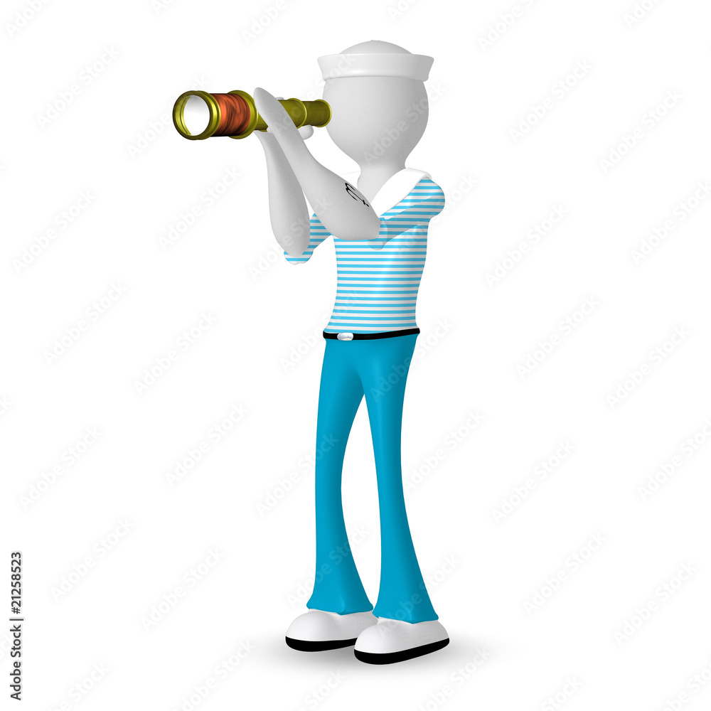 Matrose mit Fernrohr Stock-Illustration | Adobe Stock