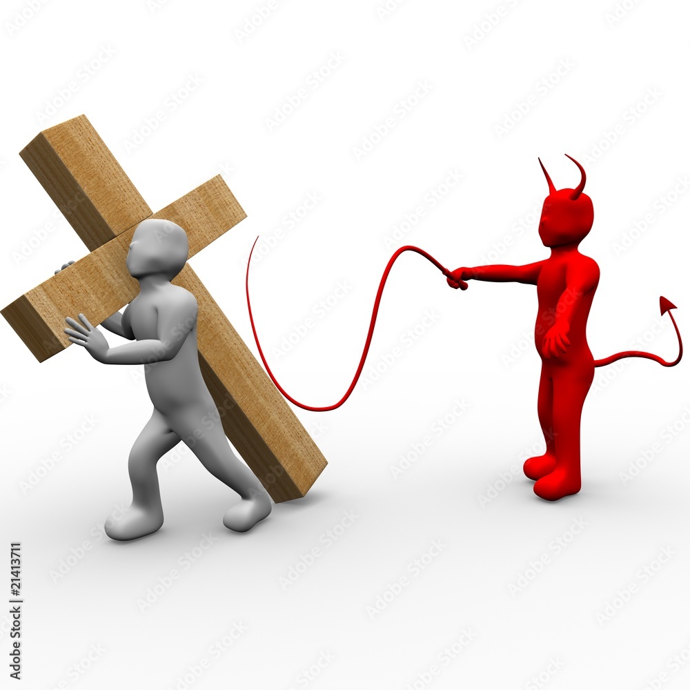 Jesus vs devil Stock Illustration | Adobe Stock