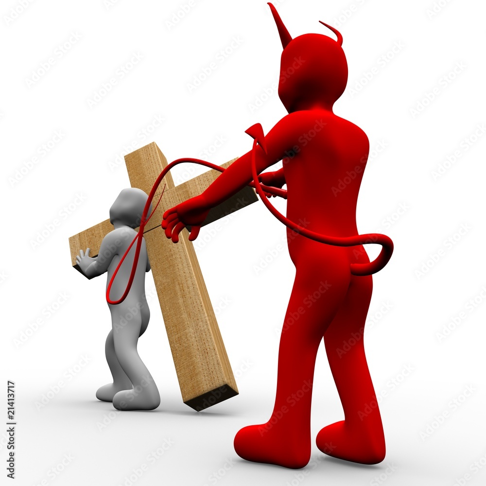Jesus vs devil Stock Illustration | Adobe Stock