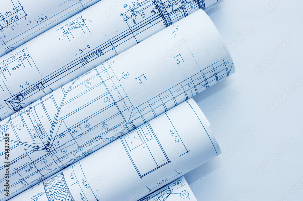 Rolls of Engineering Drawings Stock Photo | Adobe Stock