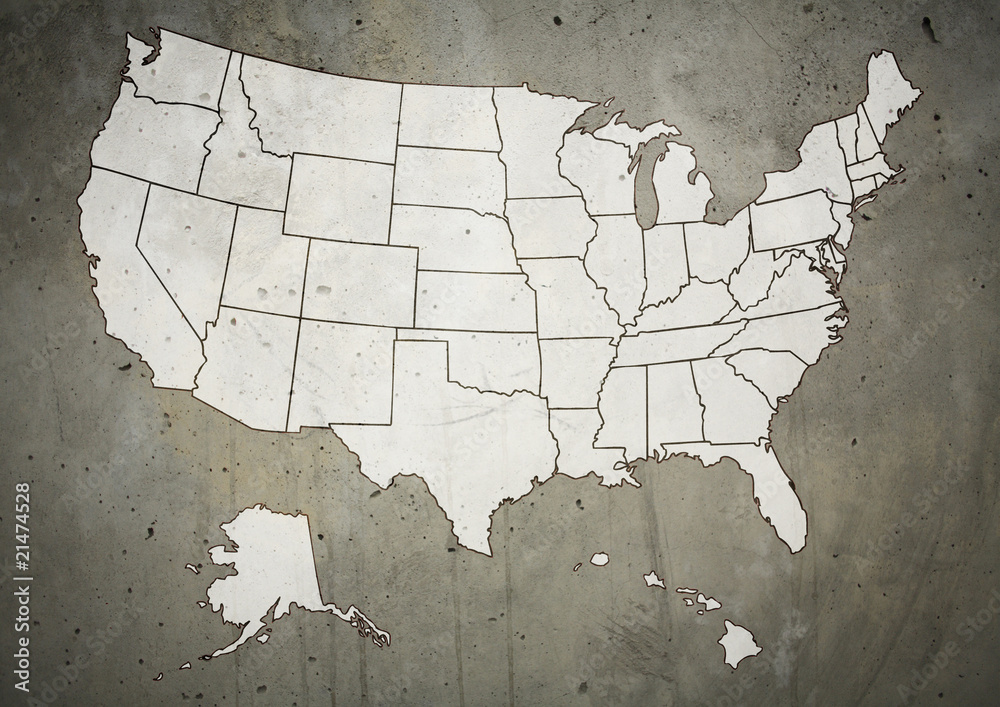 Poster Map of US with marked states – Wall Art | UkPosters
