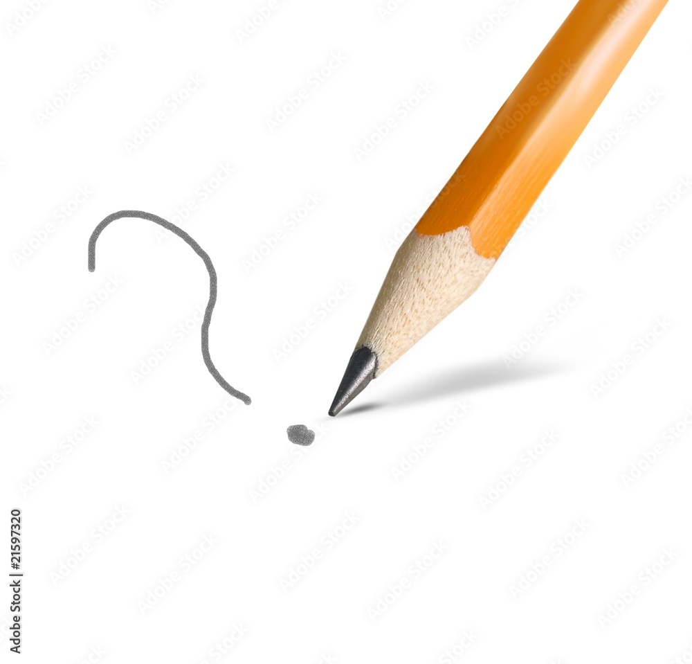 Pencil writing a question mark Stock Photo | Adobe Stock