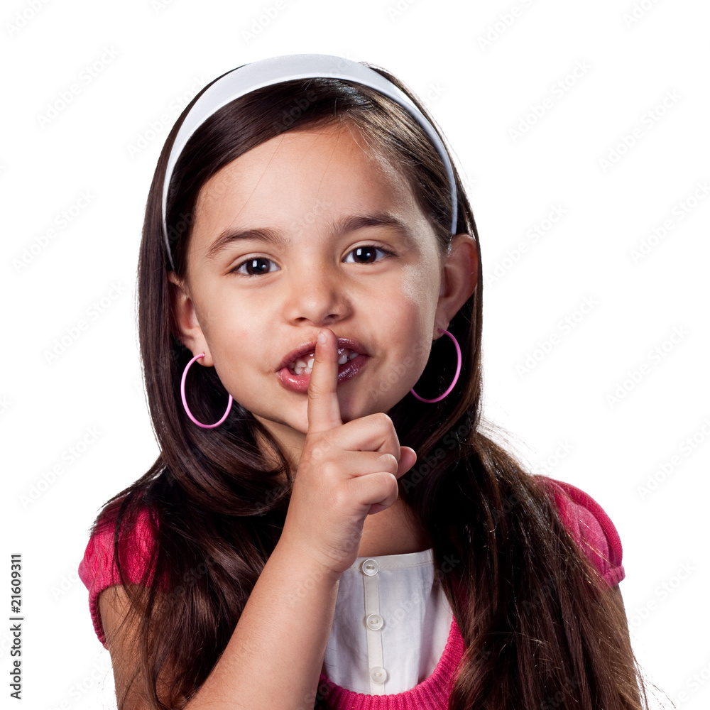 Young girl telling you to be quiet Stock Photo | Adobe Stock