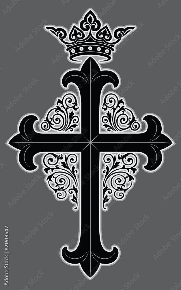 Cross with crown Stock Vector | Adobe Stock