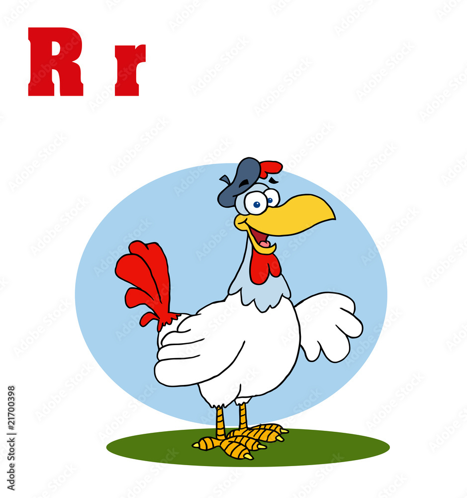 Funny Cartoons Alphabet-Rooster With Letters R Stock Vector | Adobe Stock