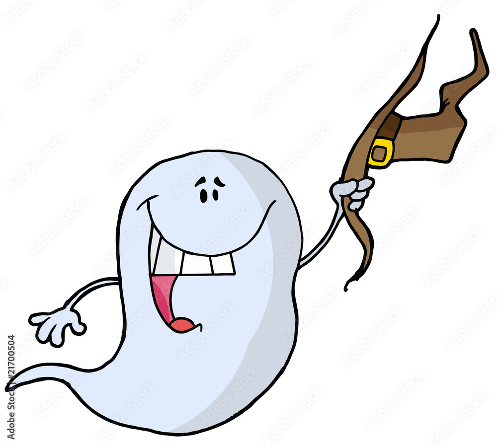 Cartoon character happy ghost flyingin the night Stock Vector | Adobe Stock