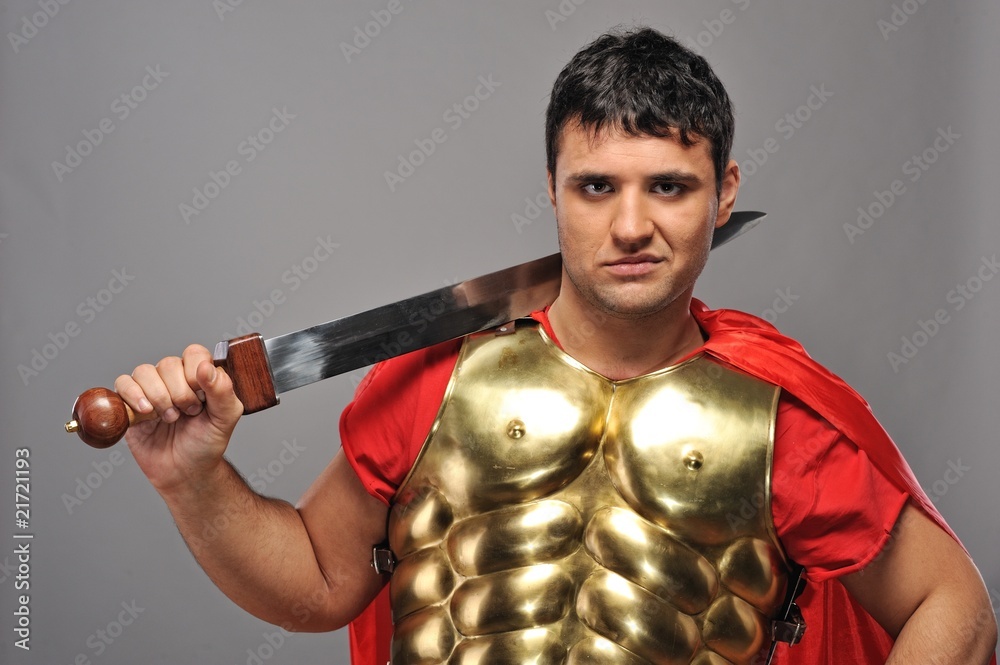 Handsome roman legionary soldier Stock Photo | Adobe Stock