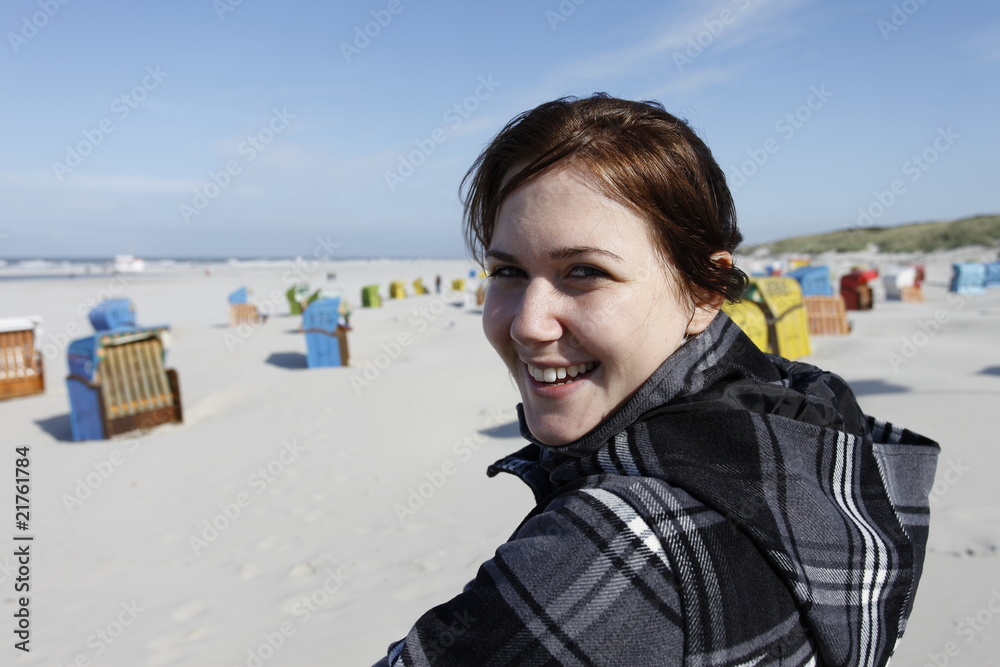 Junge Frau Am Strand Von Juist Young Woman On Juist Photos Adobe Stock