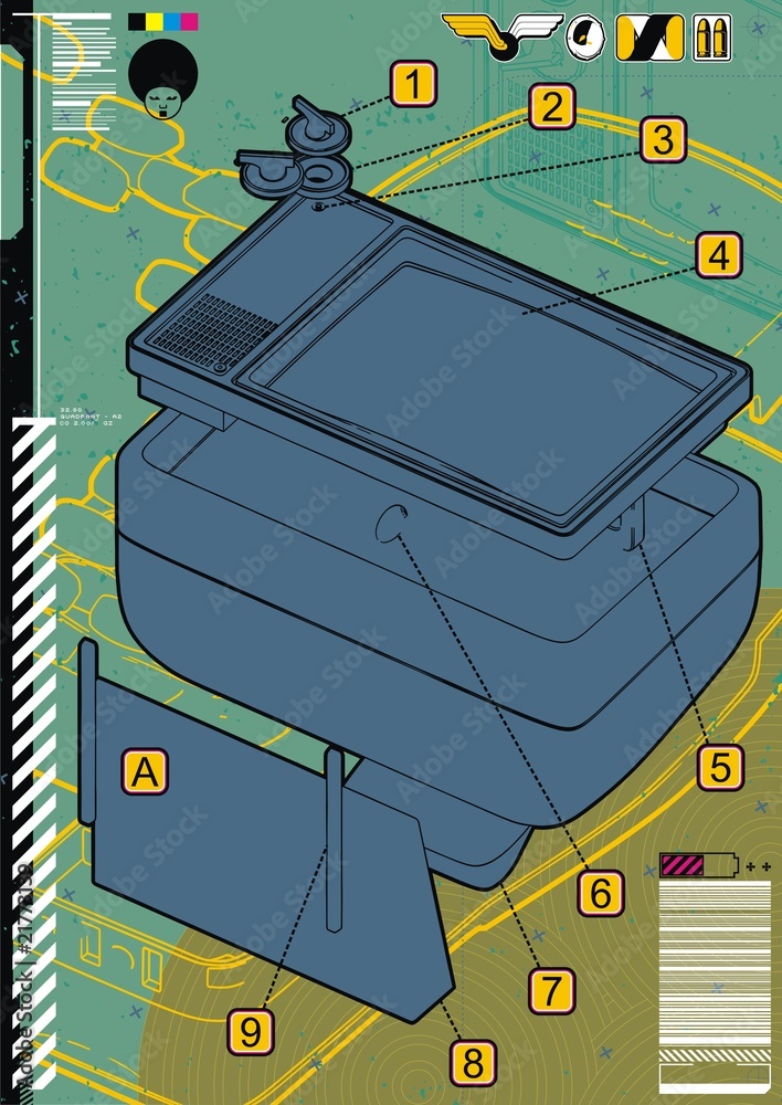 Exploded technical diagram abstract of a retro television. Stock Vector ...