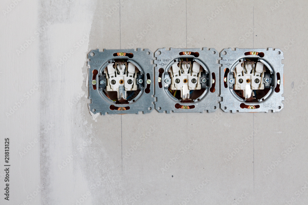 electrical installation on gypsum plaster board Stock Photo | Adobe Stock