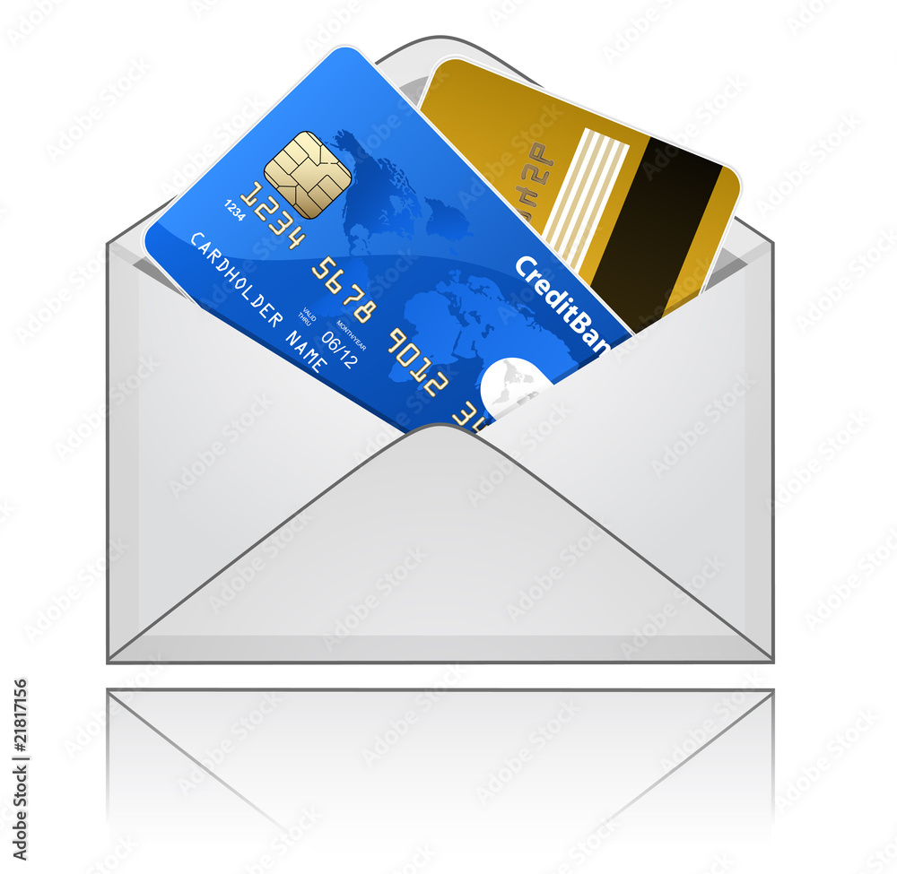 Credit card in an envelope. Vector illustration Stock Vector | Adobe Stock