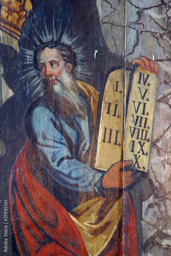 Moses holding the Ten Commandments Stock Photo | Adobe Stock