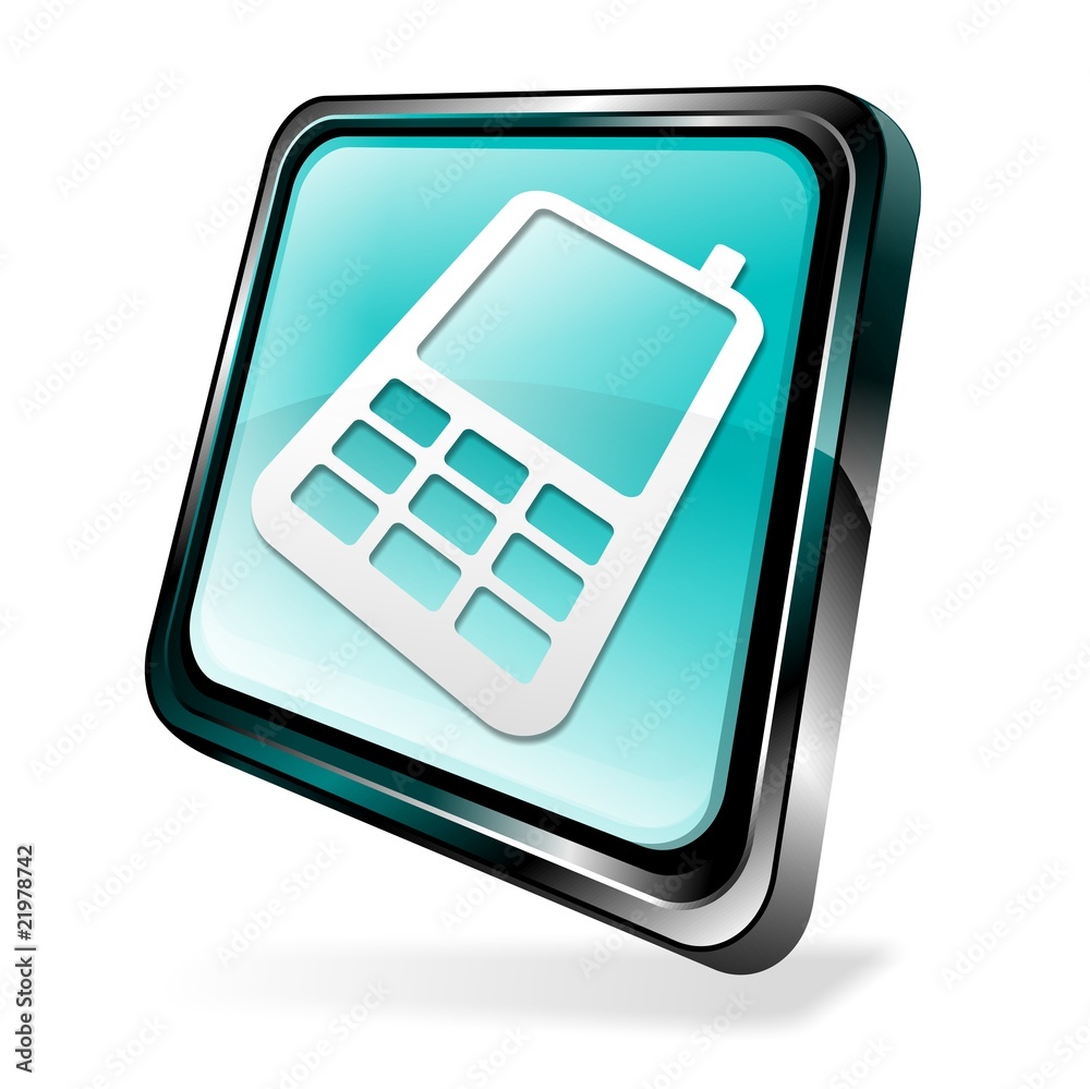 Blue 3d mobile phone icon/logo Stock Illustration | Adobe Stock
