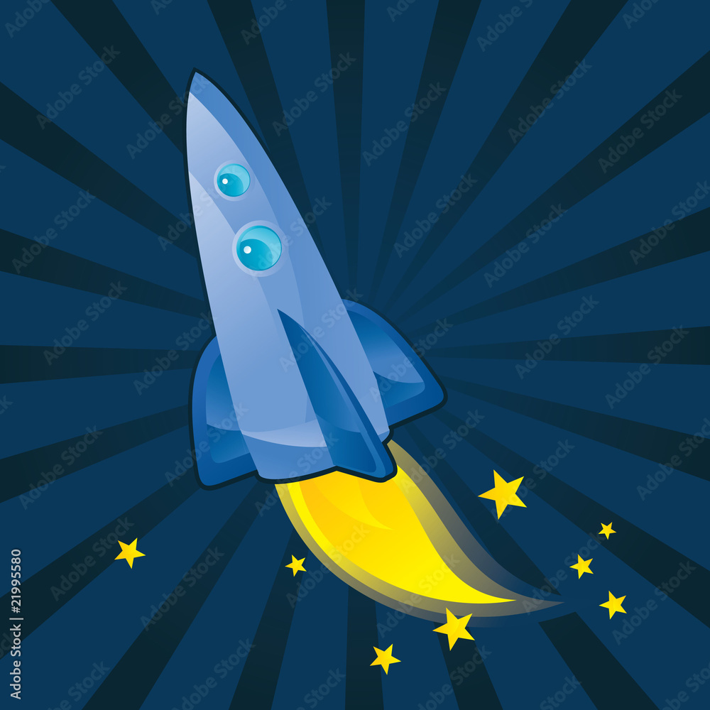 space cartoon rocket - vector illustration Stock Vector | Adobe Stock