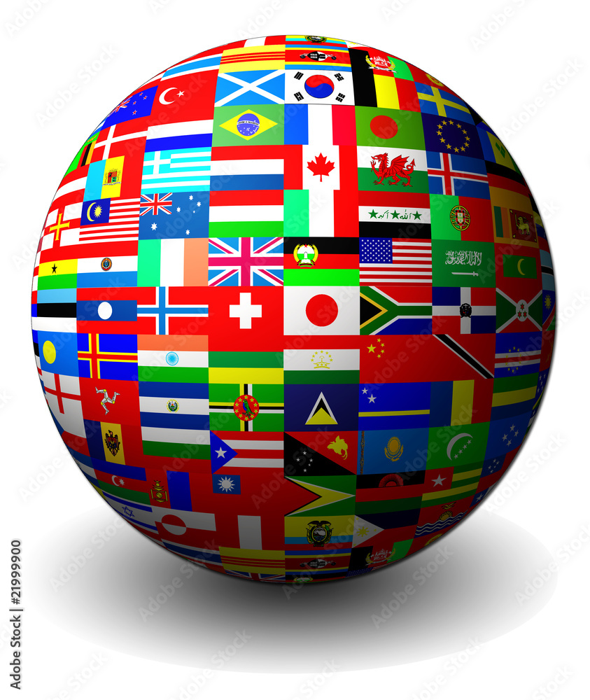 Flags of countries set in a sphere Stock Illustration | Adobe Stock