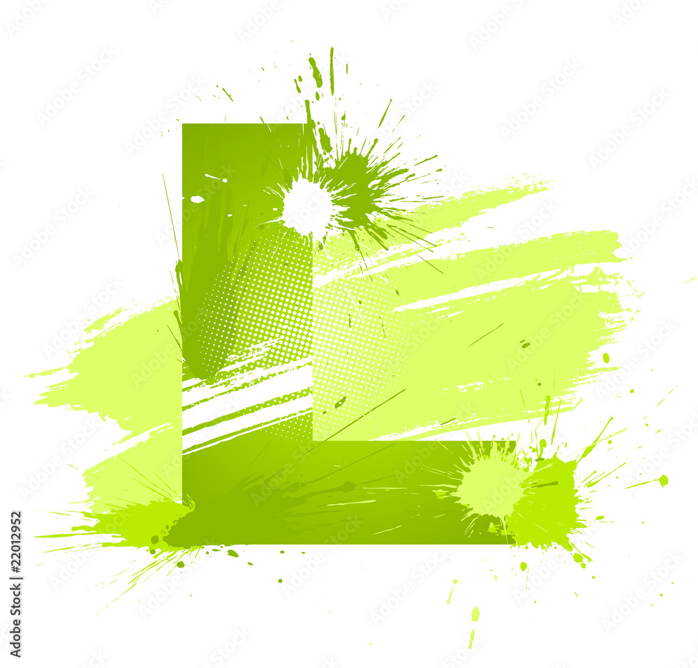 Green abstract paint splashes font. Letter L Stock Vector | Adobe Stock