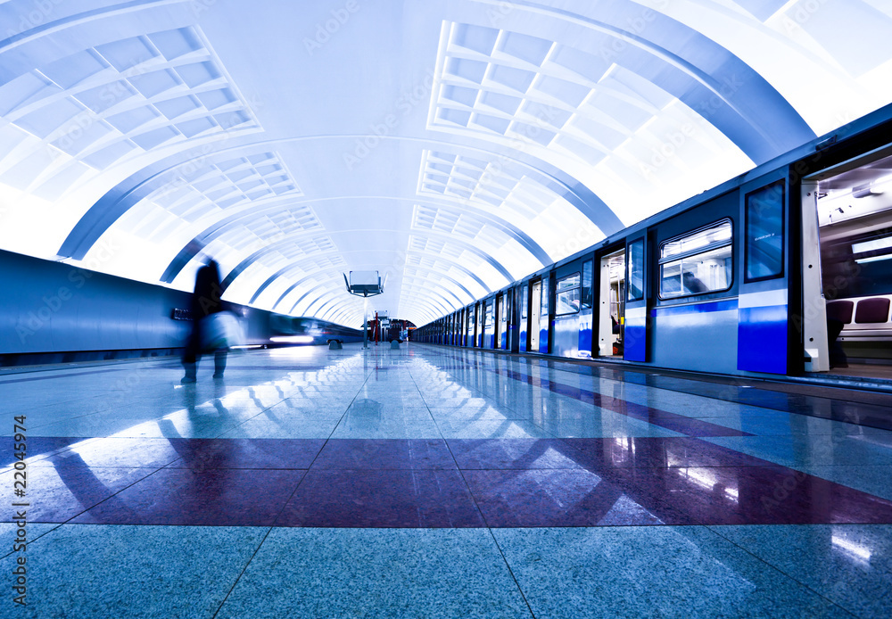 Two trains on platform Stock Photo | Adobe Stock