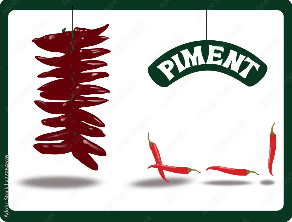 Piment rouge ,d'Espelette ou Cayenne , pimento ,chili pepper Stock ...