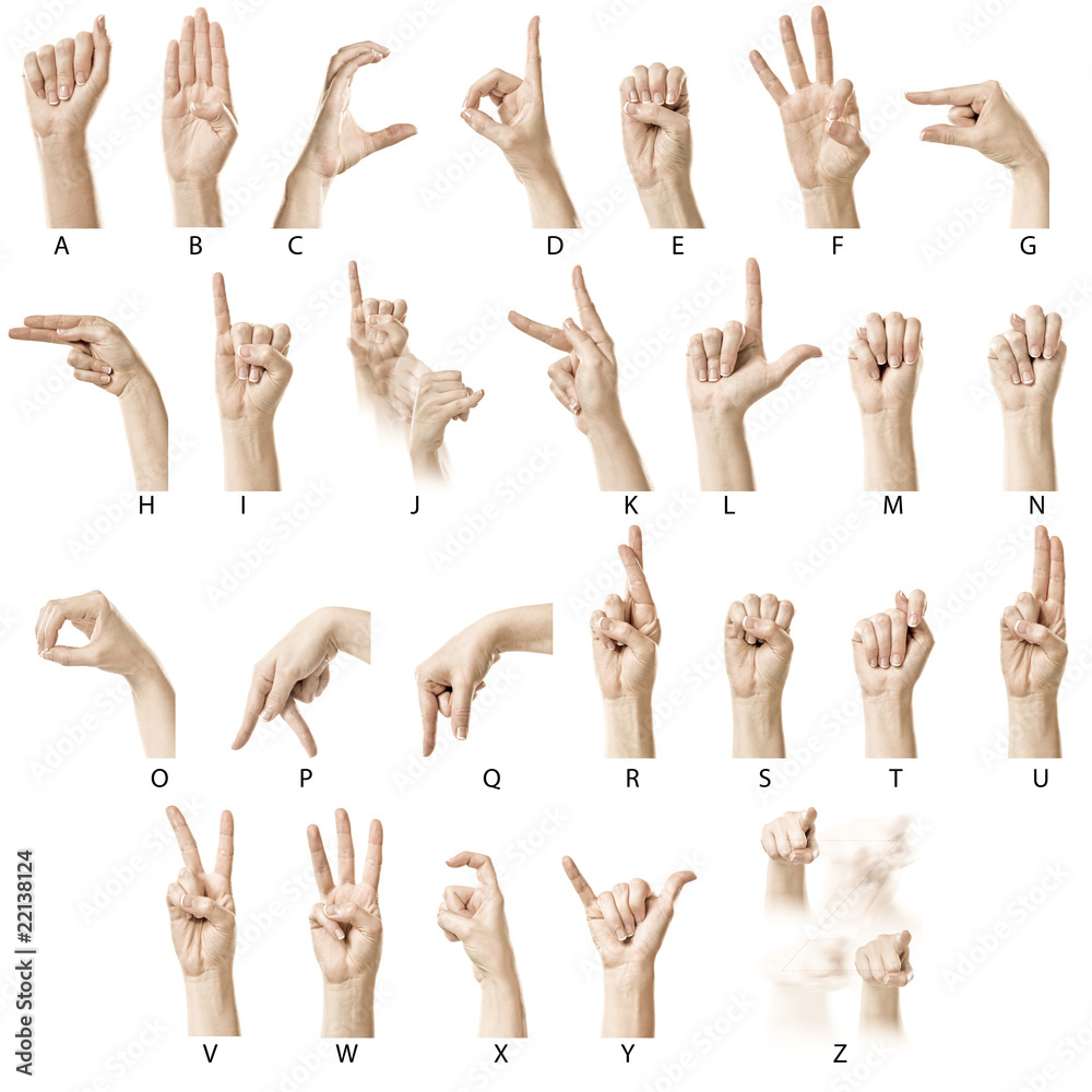 ASL Alphabet with labels Stock Photo | Adobe Stock