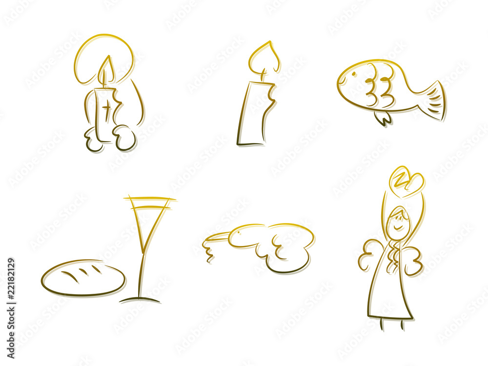 Clipart-Set Kommunion/Konfirmation (Goldton) Stock Vector | Adobe Stock