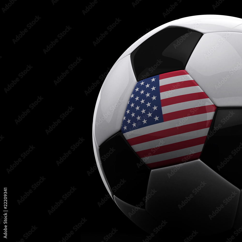 American soccer ball over black background Stock Photo | Adobe Stock