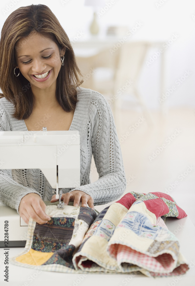 Indian woman sewing Stock Photo | Adobe Stock