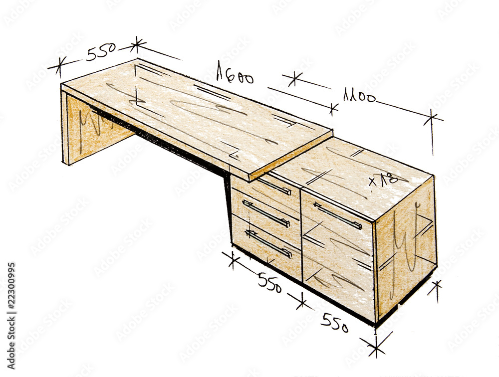 Photo & Art Print Modern interior design freehand drawing isolated on ...