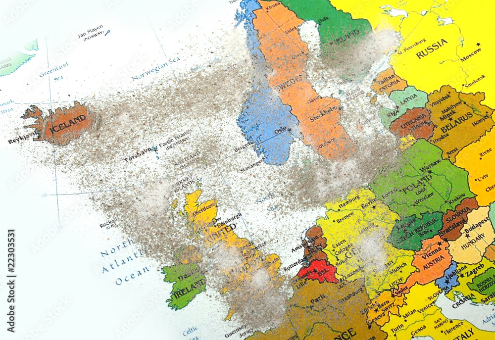 Europe map with volcano dust Stock Photo | Adobe Stock